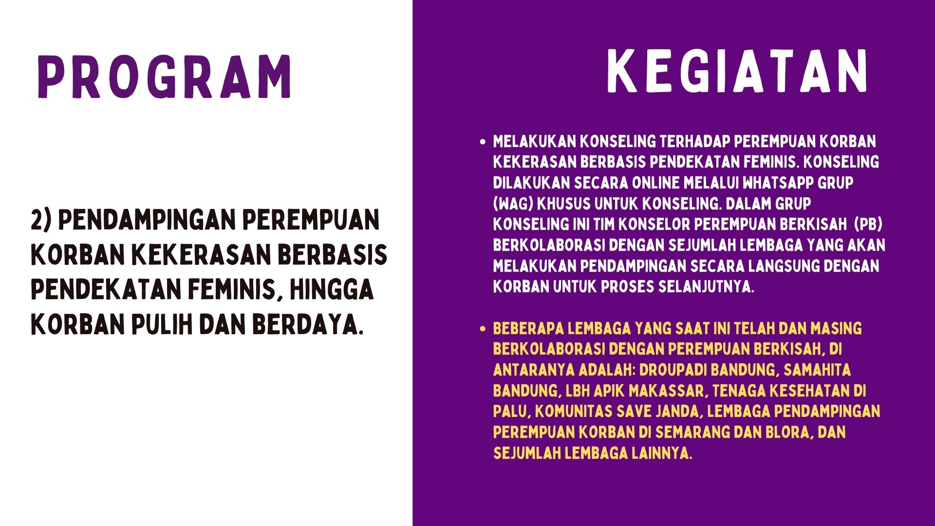 PROGRAM & KEGIATAN KOMUNITAS PEREMPUAN BERKISAH NASIONAL